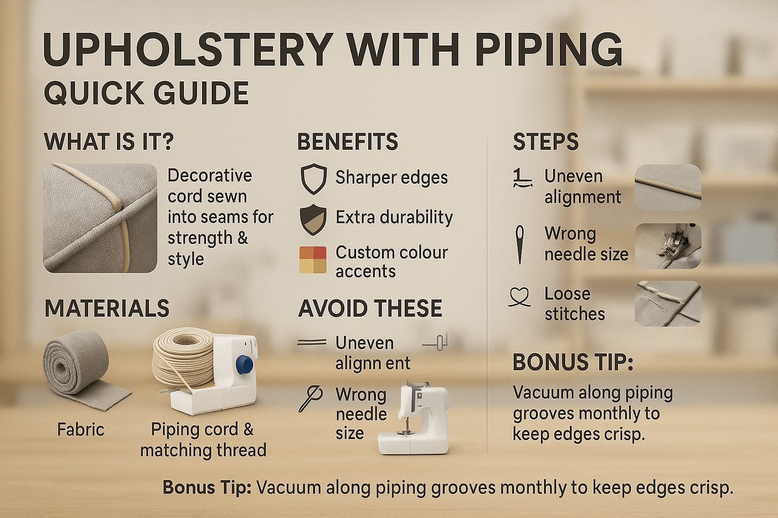 My Journey with Upholstery with Piping - Carpet Cleaning Force